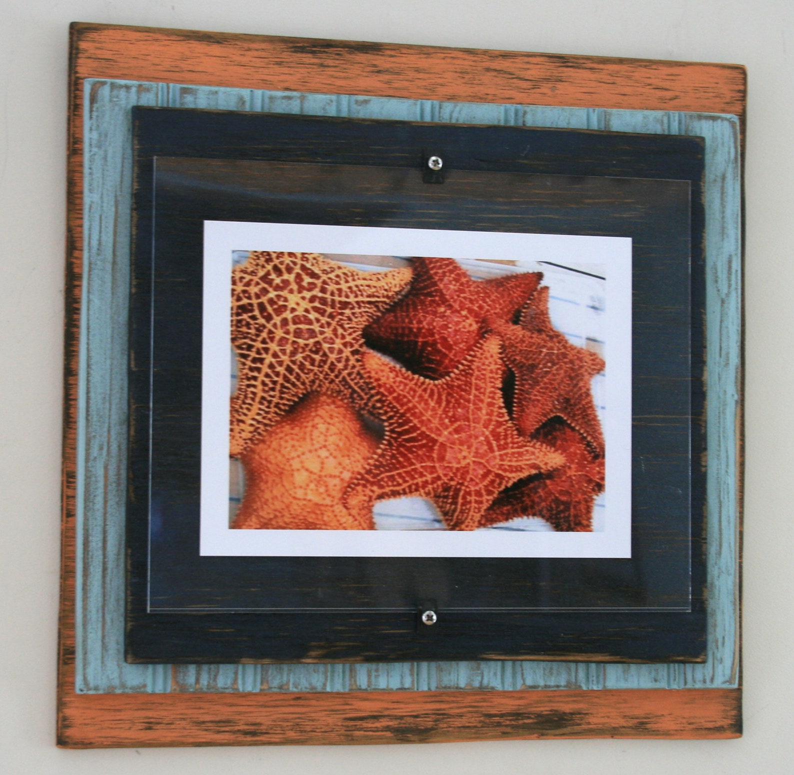 8 X 10 Distressed Handmade Picture Frame Navy Blue Light - Etsy