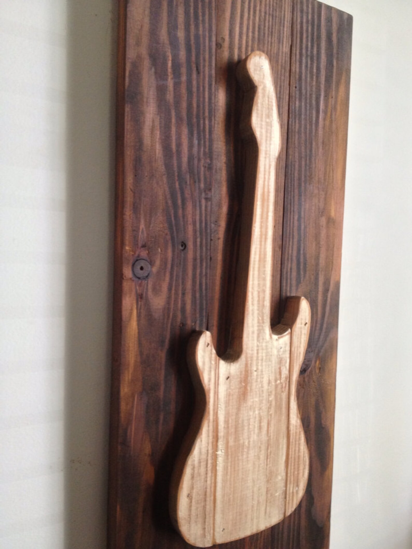 Electric Guitar Rustic Wood Wall Decor on Reclaimed Wood - Etsy