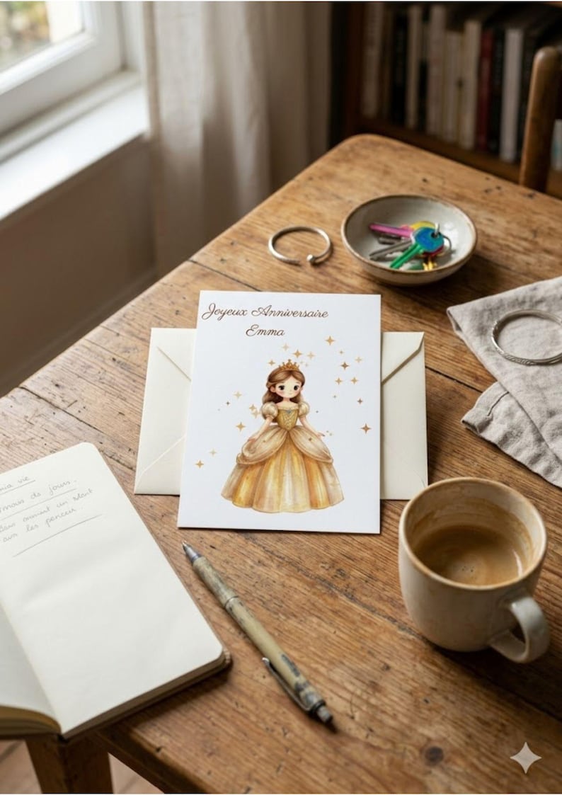 Personalized Princess Birthday Card • Double-sided • French or English ...