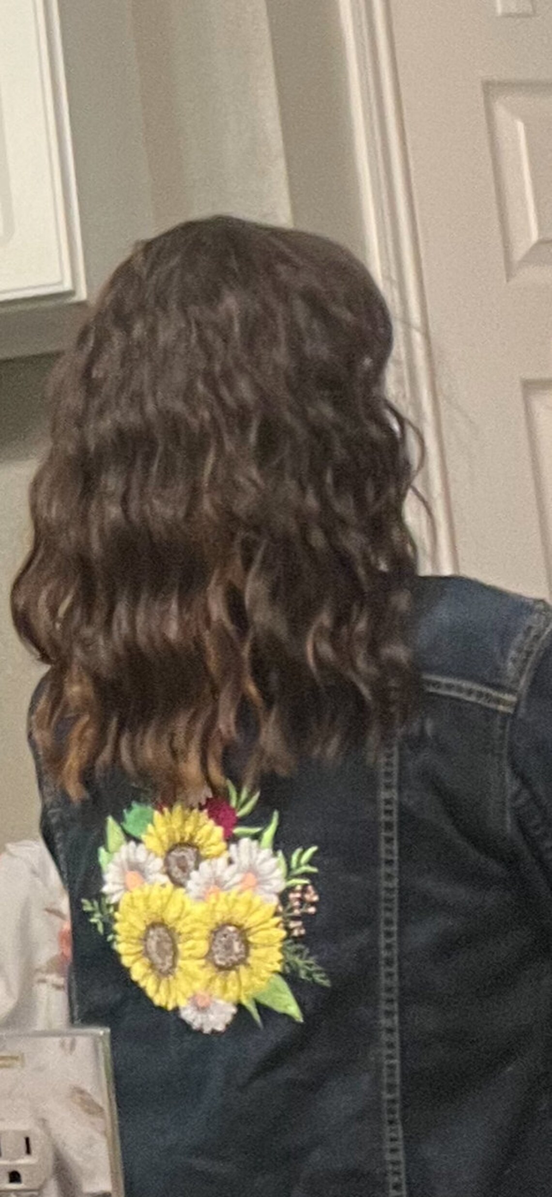 Denim Jacket Large Floral Embroidery Daisies Roses Size M - Etsy