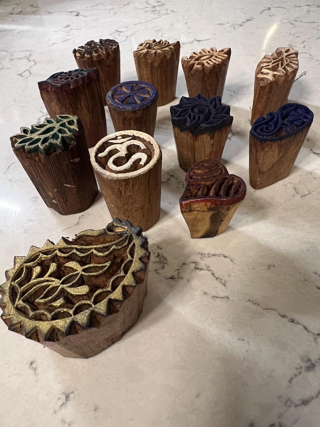 Lot of 12 Hand Carved Beautiful Wooden Ink Stamps - Etsy