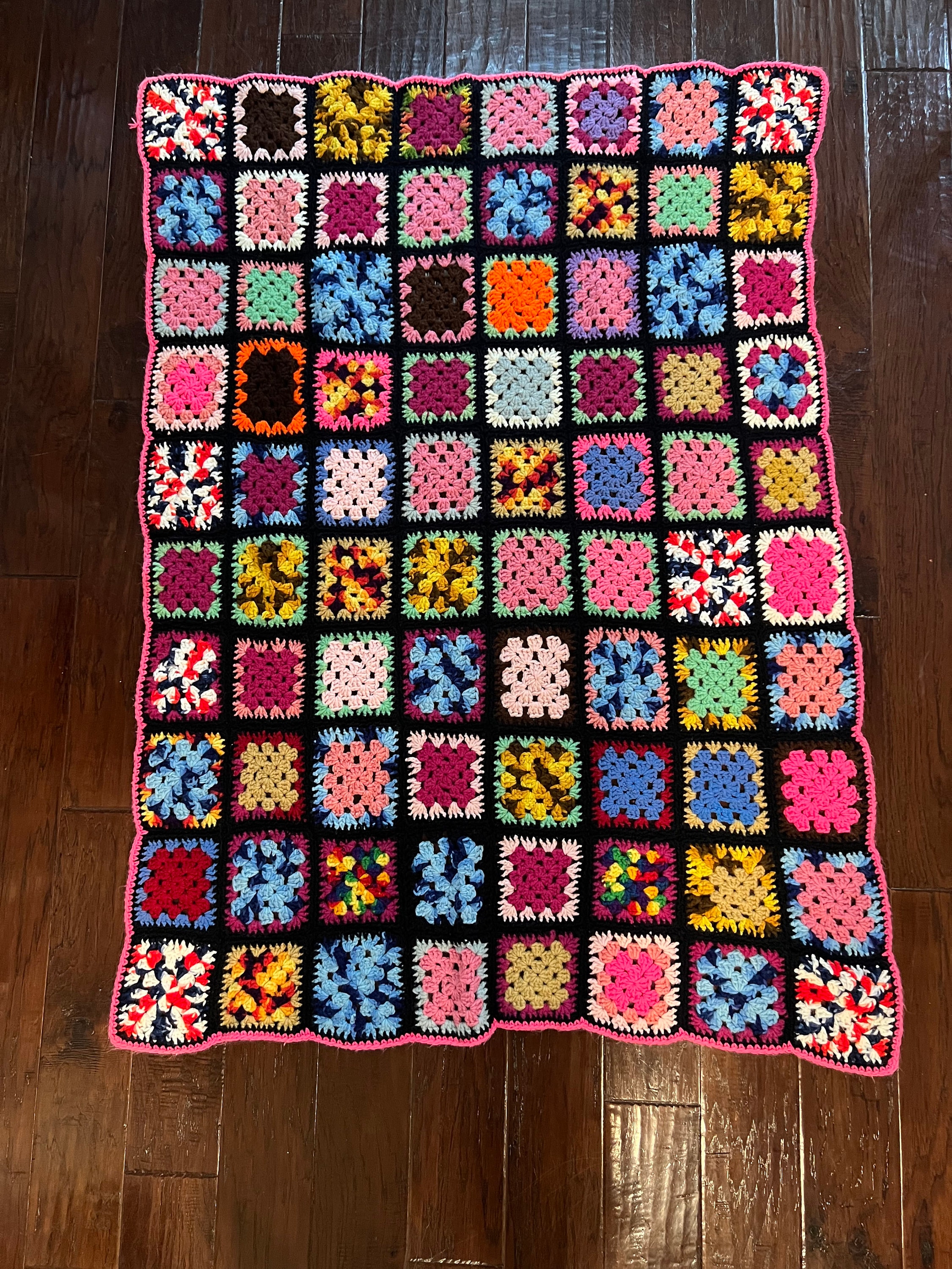 Vintage Colorful Bohemian Granny Square Crochet Blanket - Etsy
