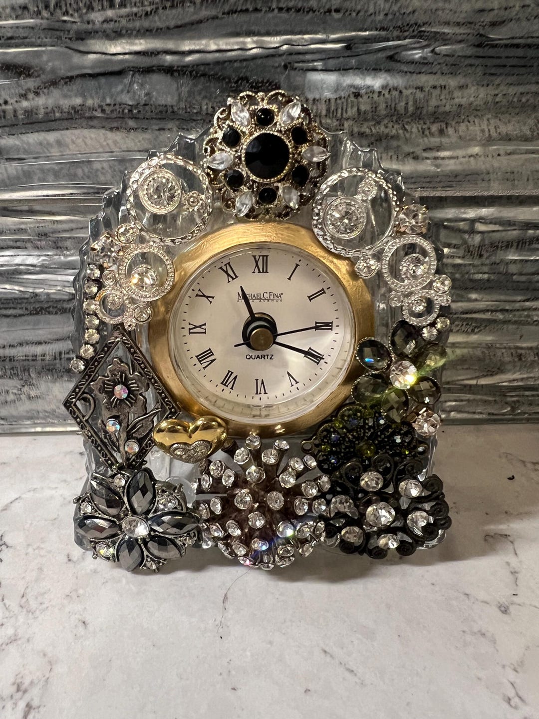 Beautiful Bejeweled Vintage Crystal Mantle Clock - Etsy