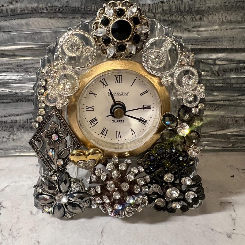 Rhinestone Clock - Etsy