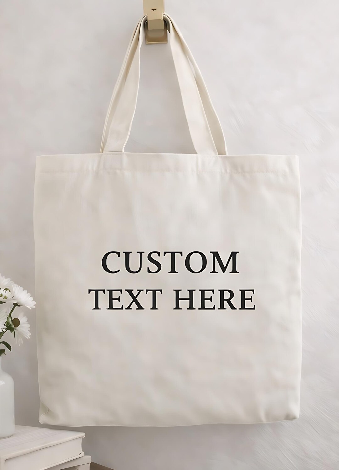 Custom Canvas Tote Bag, Personalized Name Bag, Vinyl Text Design ...