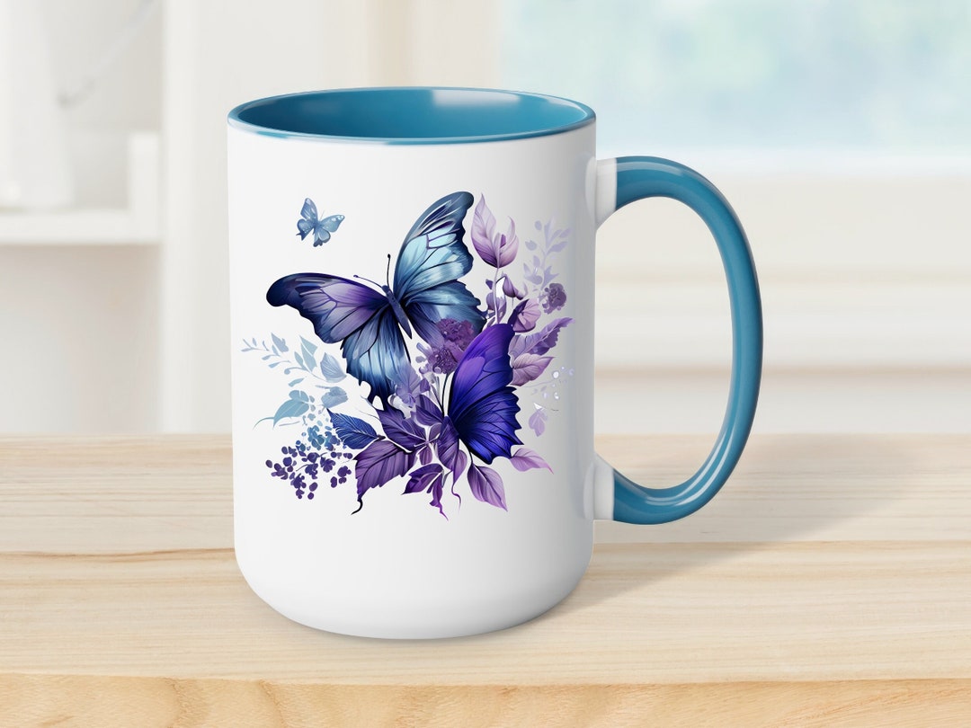 Butterfly Mug Purple Butterfly Mug Nature Mug Whimsical Mug Gift for ...