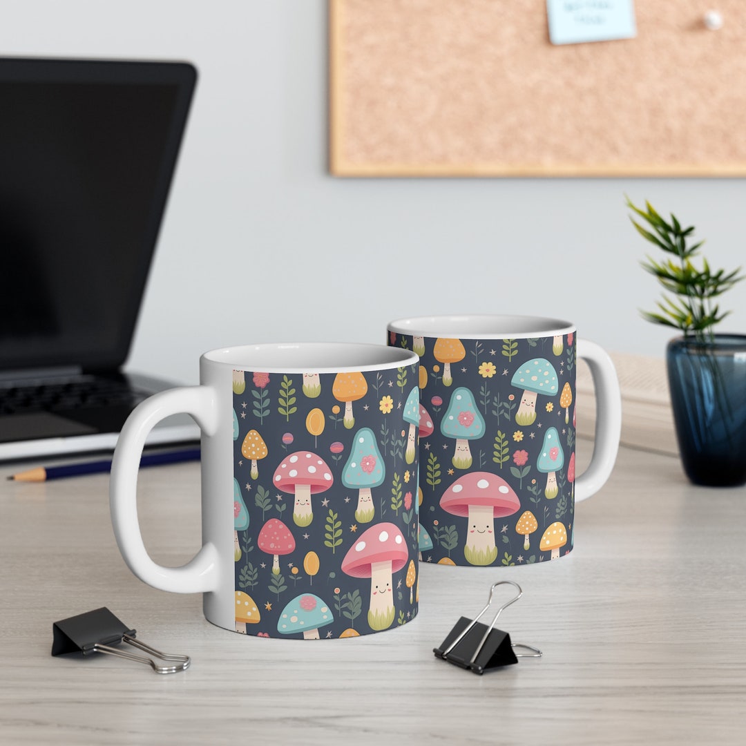 Pastel Mushroom Mug Cottage Core Coffee Cup Nature Lover Gift Botanical ...