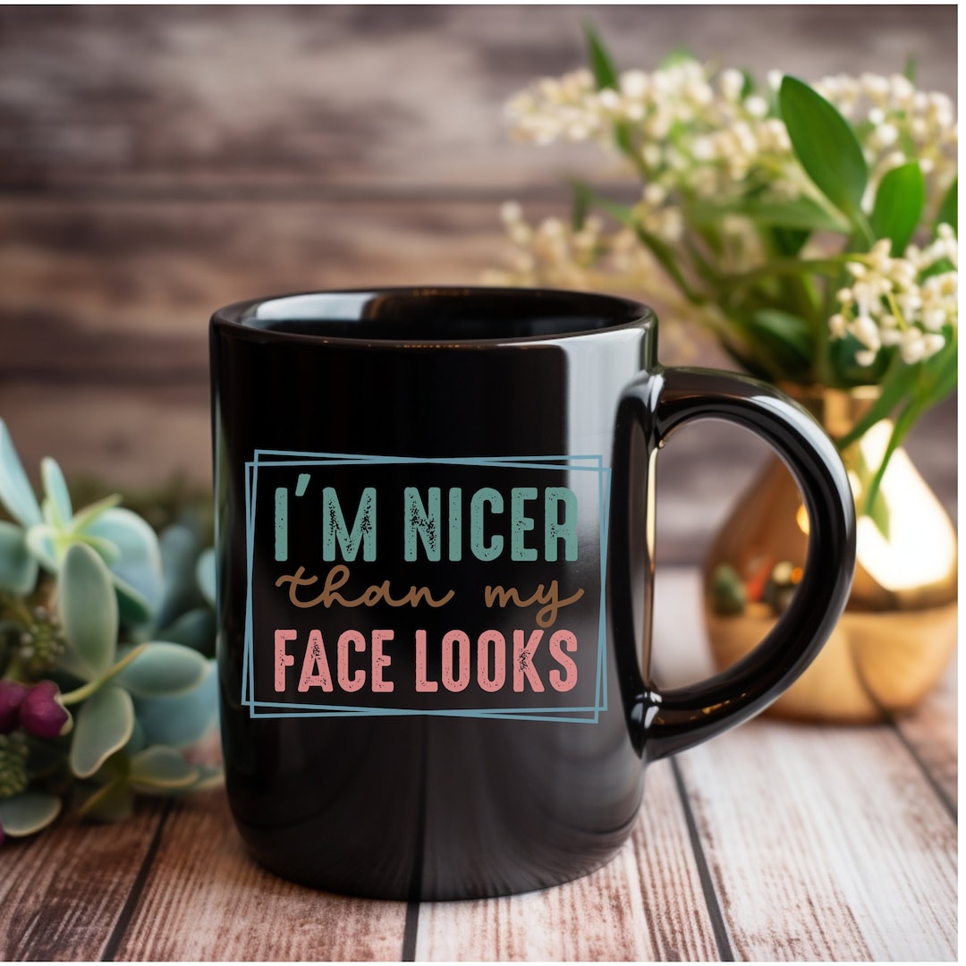 I'm Nicer Than My Face Looks Mug Cheeky Mug Silly Mug Humorous Coffee ...