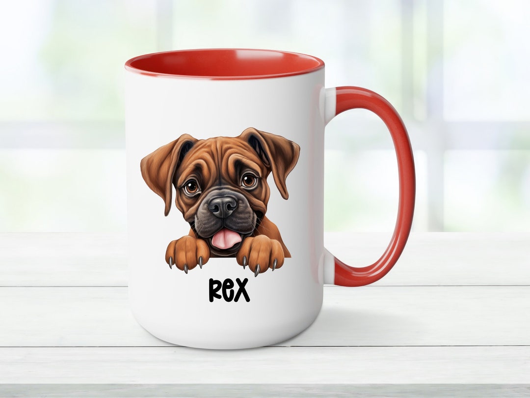Personalized Boxer Mug Peeking Boxer Dog Lover Mug Dog Name Cup Custom ...