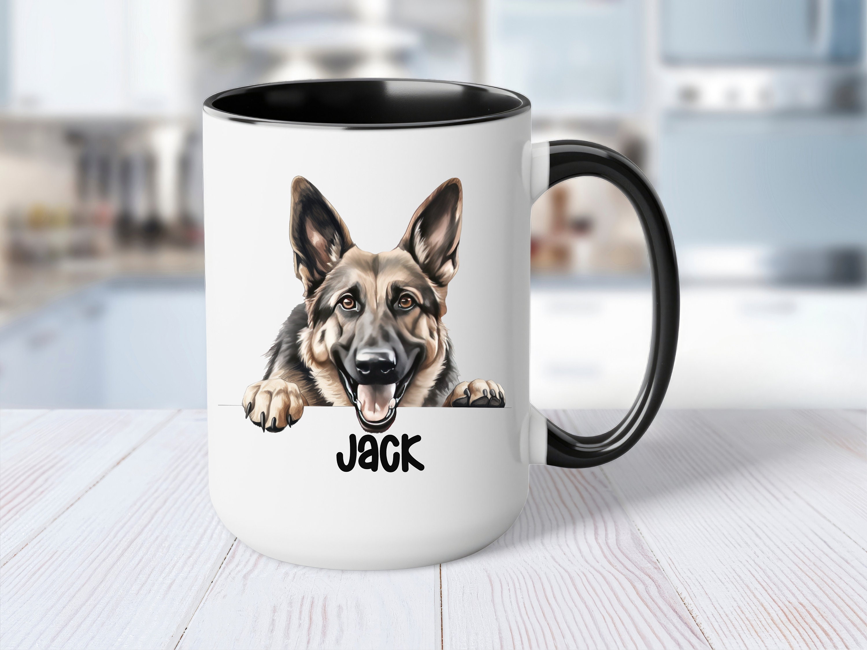 Personalized German Shepherd Mug Peeking German Shepherd Dog Lover Mug ...