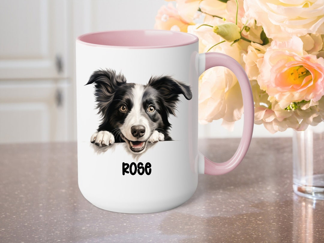 Personalized Border Collie Mug Peeking Border Collie Dog Lover Mug Dog ...