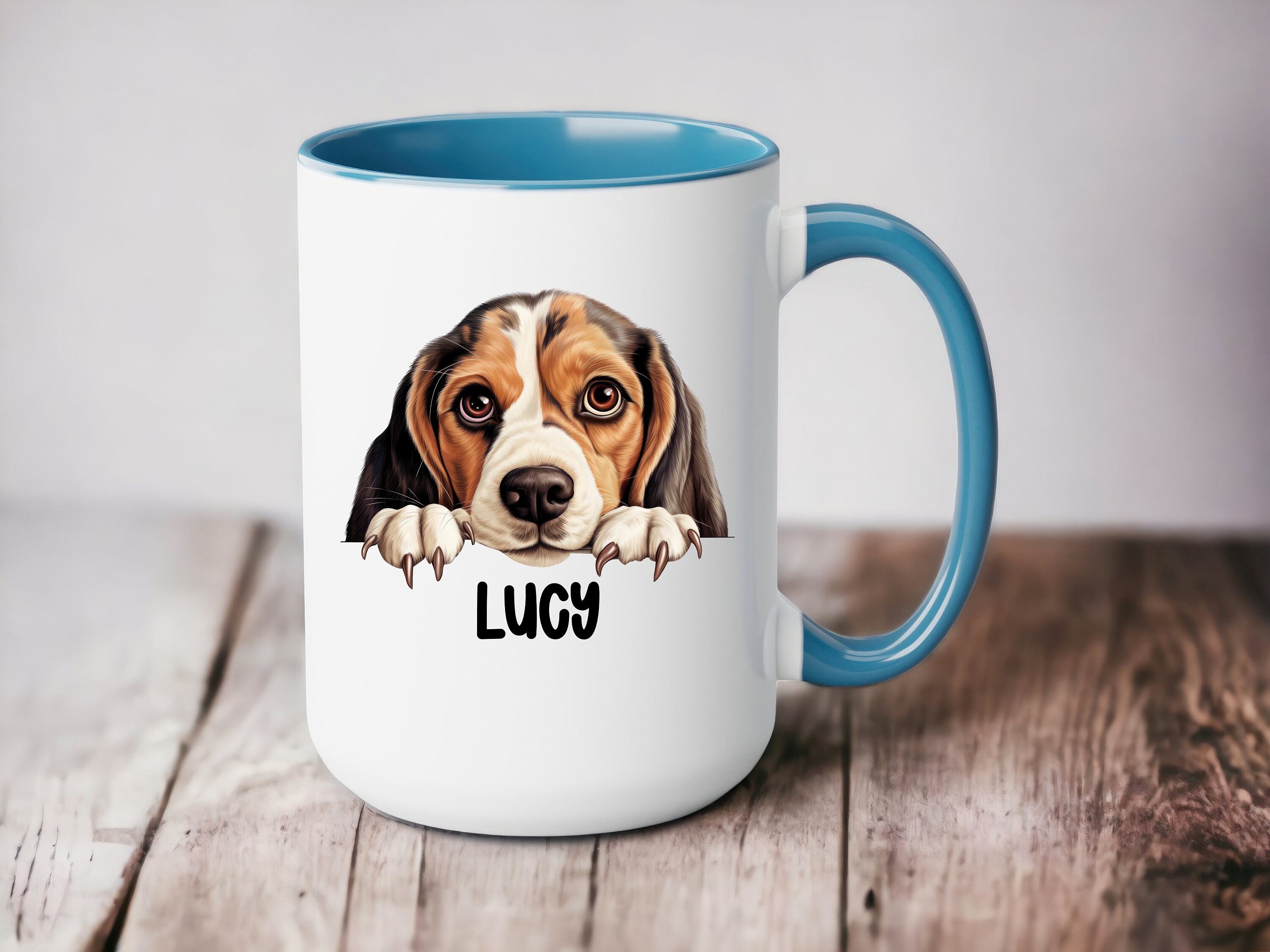 Personalized Beagle Mug Peeking Beagle Dog Lover Mug Dog Name Cup ...