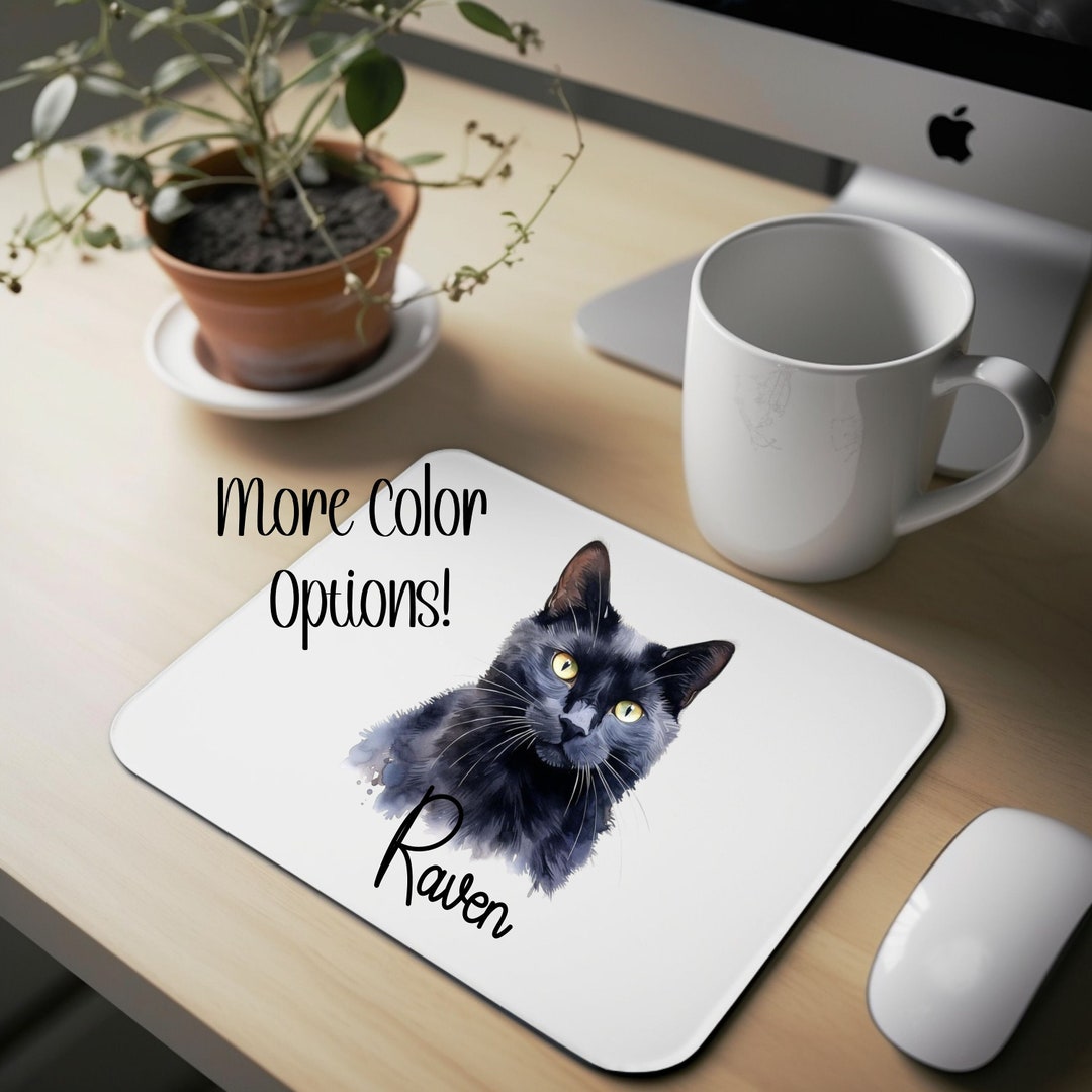 Black Tabby Cat Mouse Pad Cat Mouse Pad Personalized Custom Gaming ...