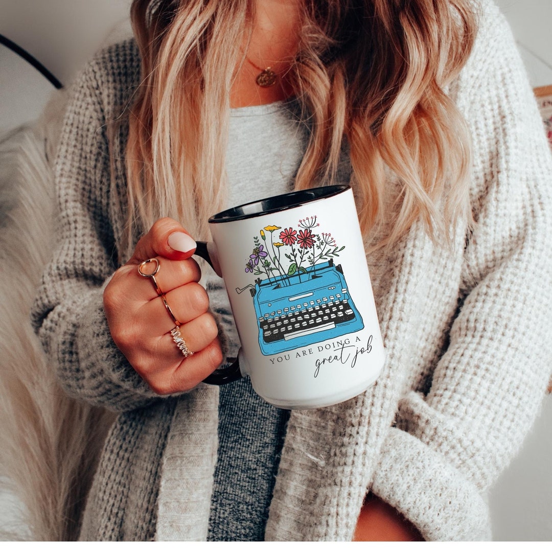 Great Job Mug, Cute Flowers Mug, Flowers Mug, Large Mug, Gardening Mug ...