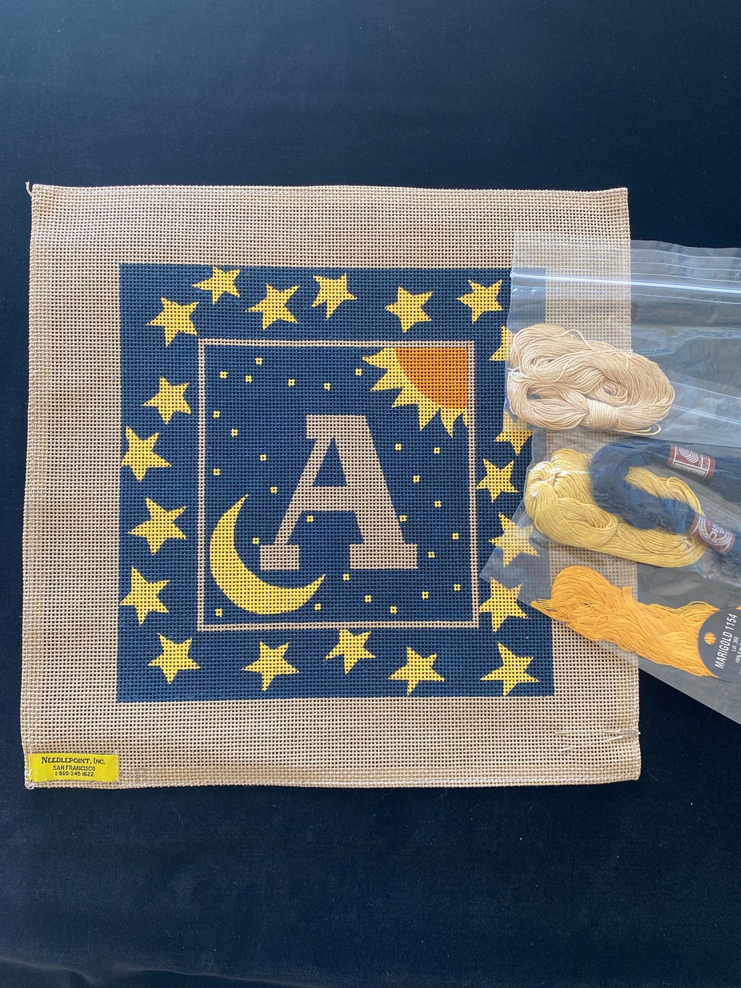 Sun & Moon Letter A Hand-painted Needlepoint Canvas With Thread - Etsy