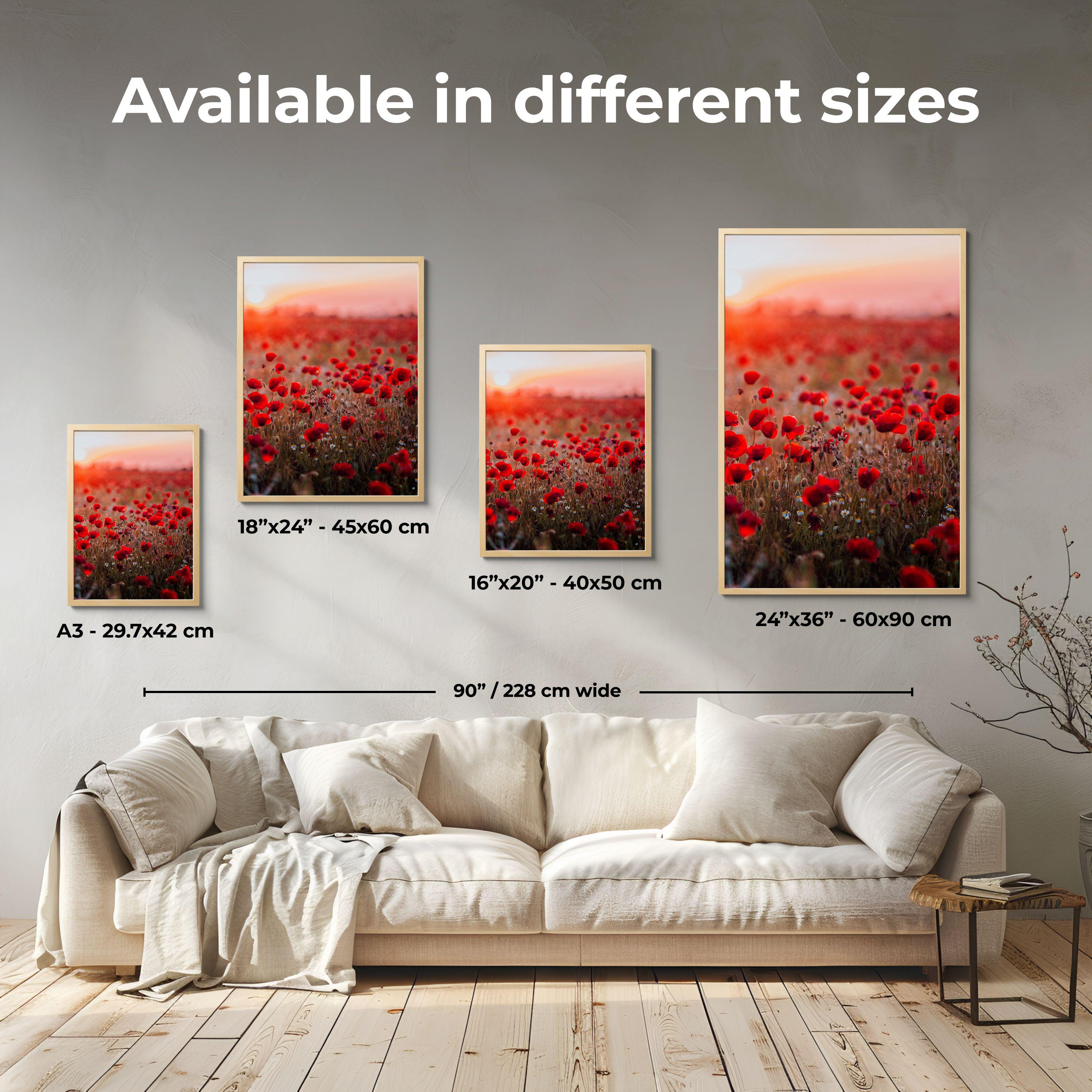 Poppy Landscape Nature Poster Print - Flower Field Wall Art - Sunset ...