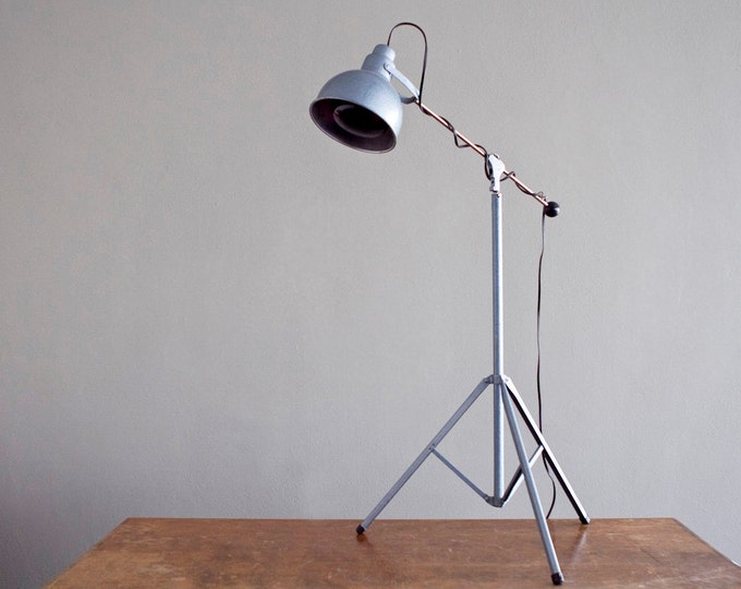 Industrial Blue Steel Studio Floor Lamp on Adjustable Tripod Base - Etsy