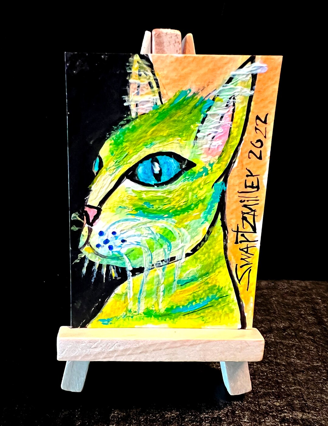 Original ACEO Painting of Fun Yellow CAT 2.5 X 3.5 - Etsy Original ACEO Painting of Fun Yellow CAT 2.5 X 3.5 - Etsy