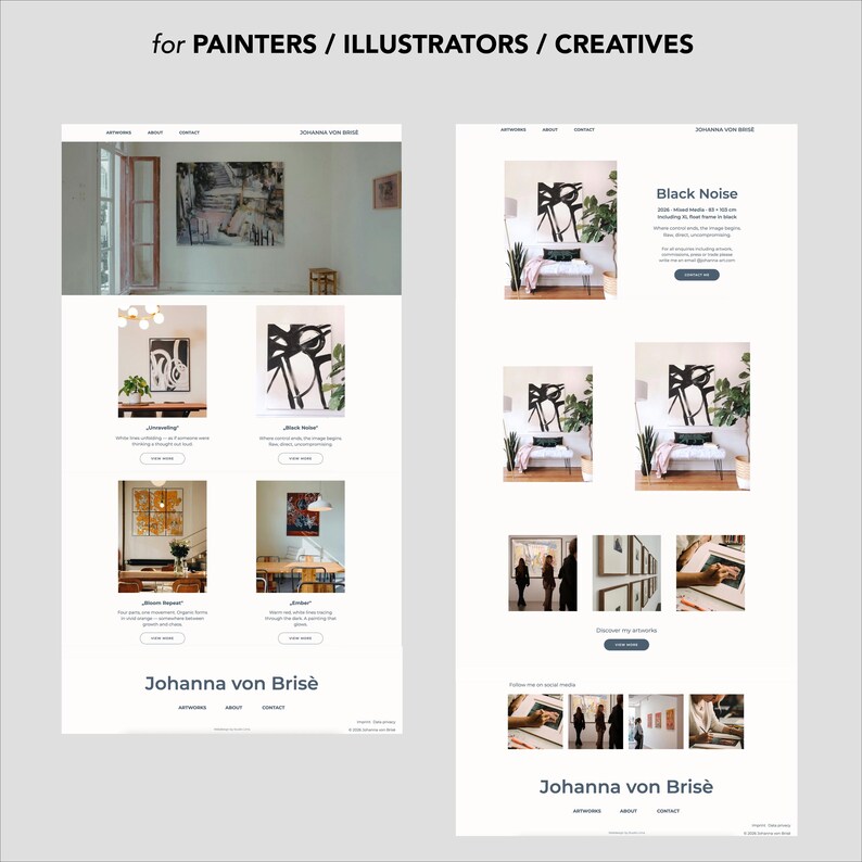 Showit Website Template for Artists & Photographers | Editorial Art ...