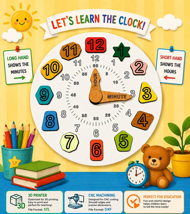 Montessori Learning Clock Files | Kids Time Telling Educational Tool ...