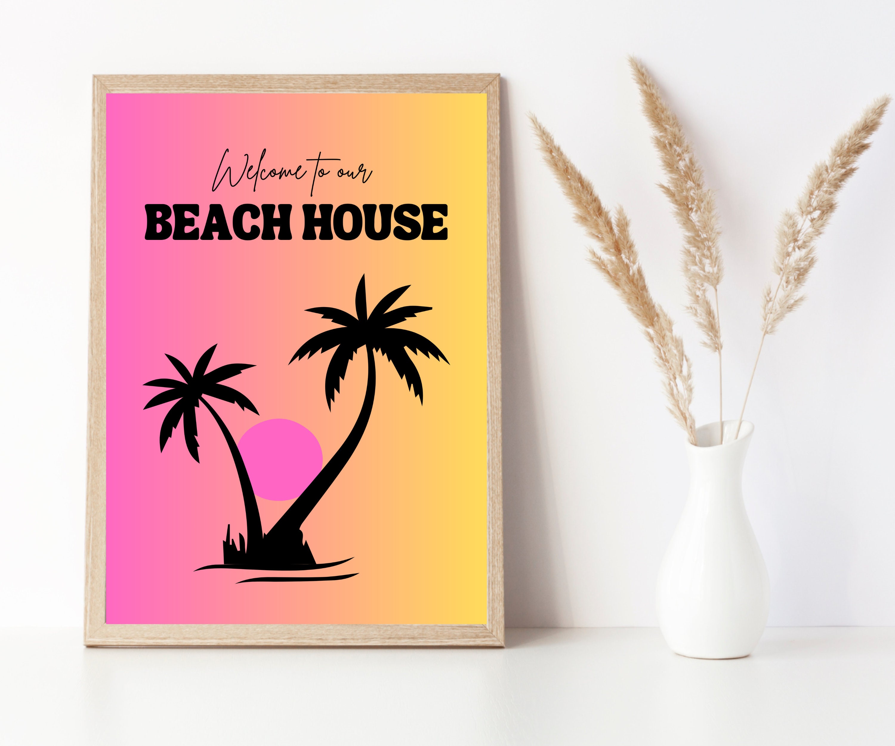 Beach House Welcome Sign Bright Color Beach House Art Printable Art ...