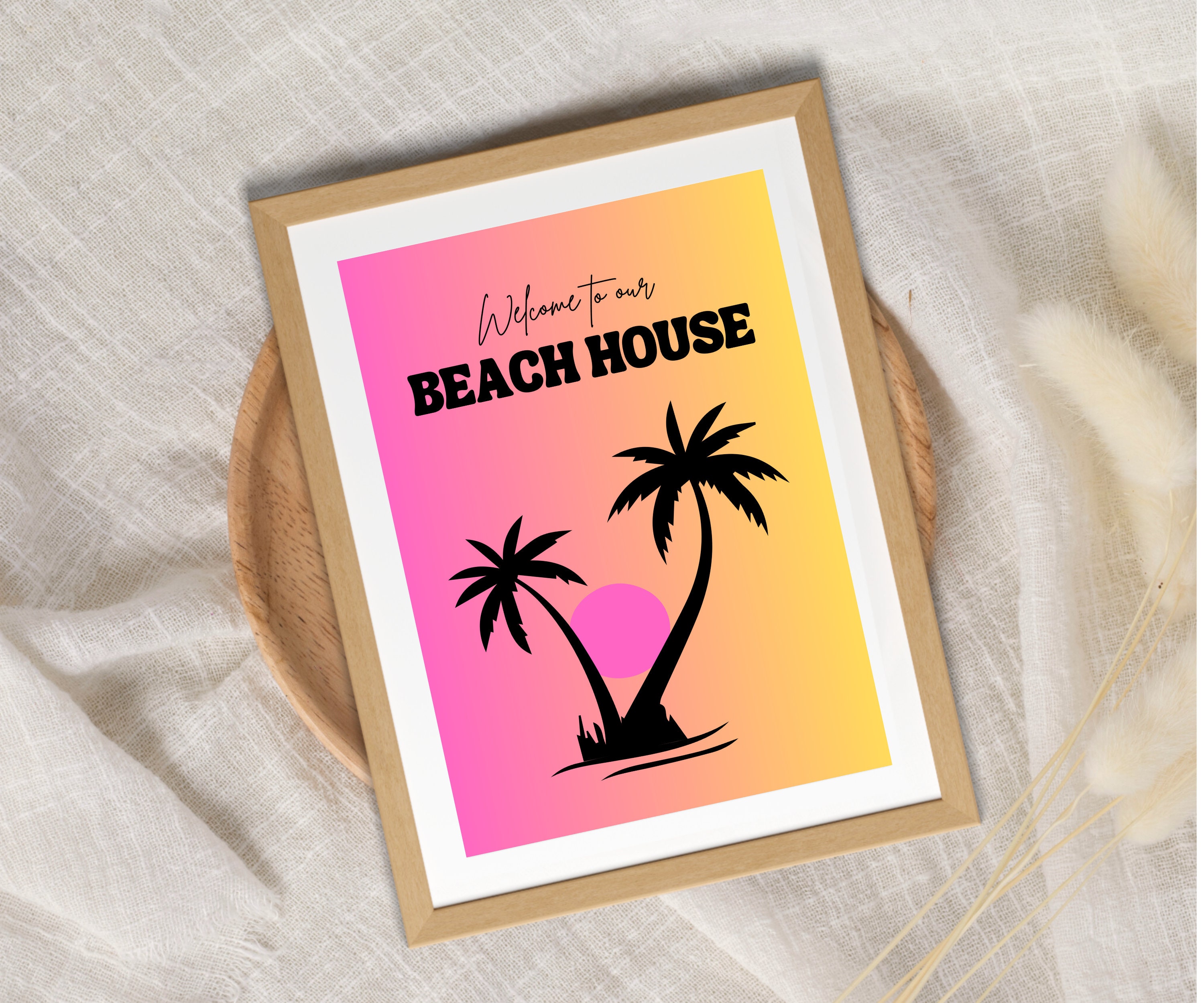 Beach House Welcome Sign Bright Color Beach House Art Printable Art ...