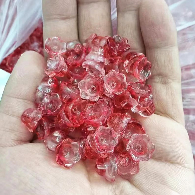 50pcs Glass Lily of the Valley Beads, 34 Colors of Bellflower Beads ...