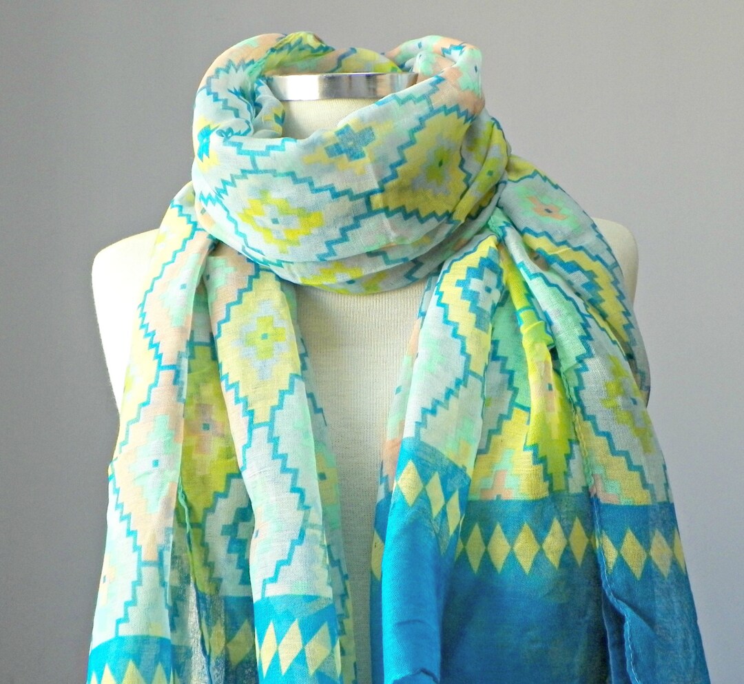 Spring Scarf, Long Scarf, Women Scarf, Spring Scarf, Diamond Pattern ...