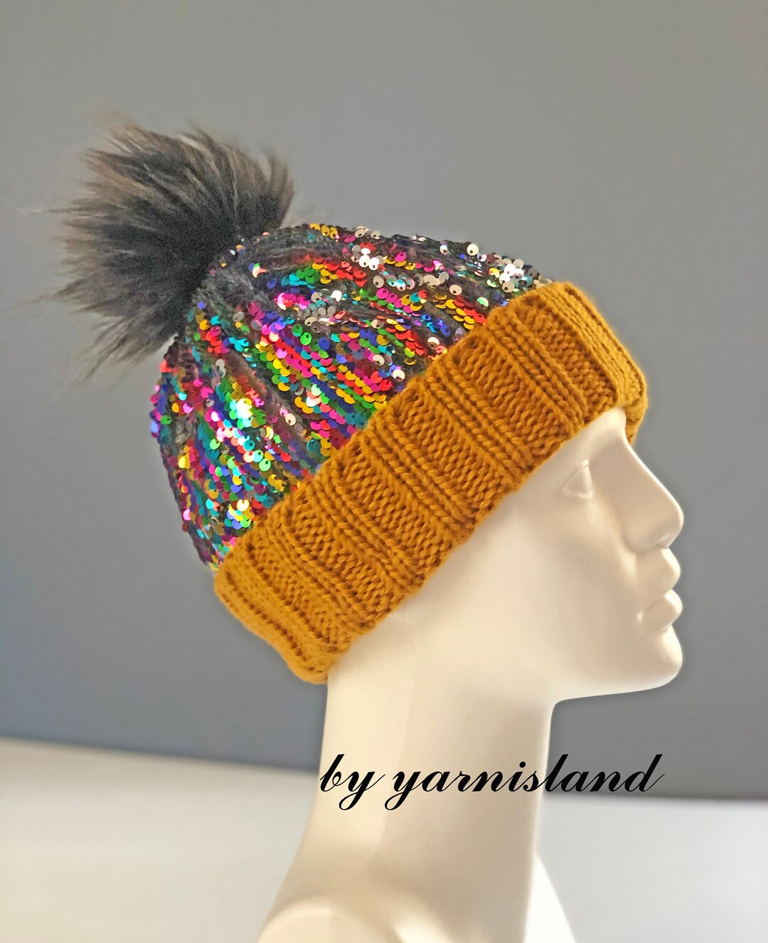 Christmas Sale, Knitted Winter Hat, Sequin Beanie, Shiny Beanie ...