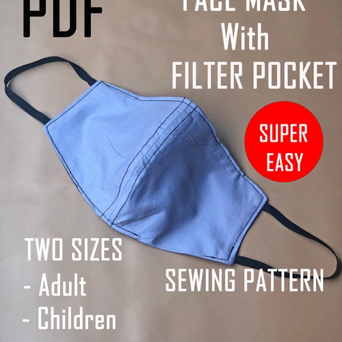 Face Mask With Pocket Sewing Pattern 2 Sizes PDF Sewing - Etsy
