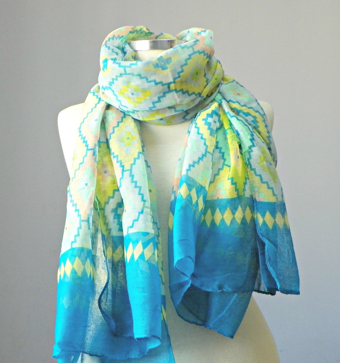 Spring Scarf, Long Scarf, Women Scarf, Spring Scarf, Diamond Pattern ...