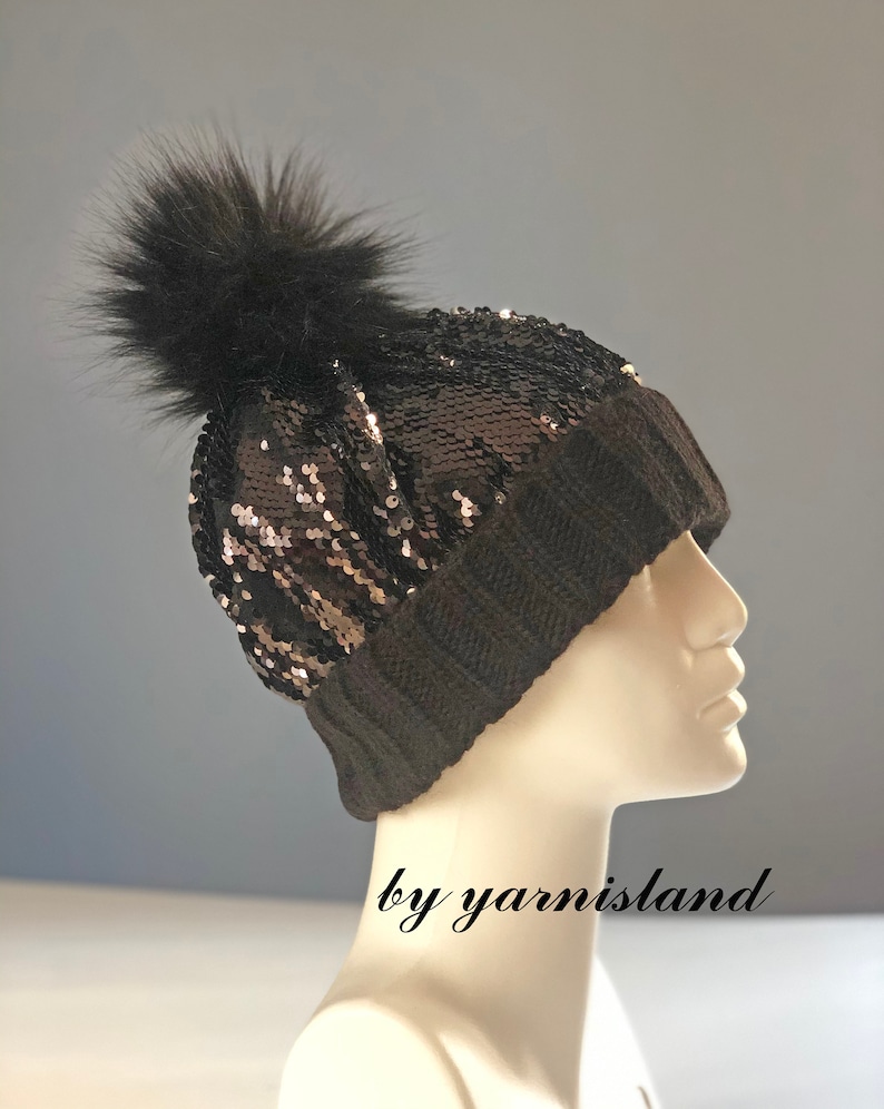 Christmas Sale, Knitted Winter Hat, Sequin Beanie, Shiny Beanie ...