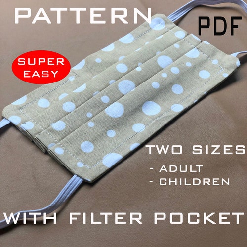 Face Mask With Pocket Sewing Pattern 2 Sizes PDF Sewing | Etsy