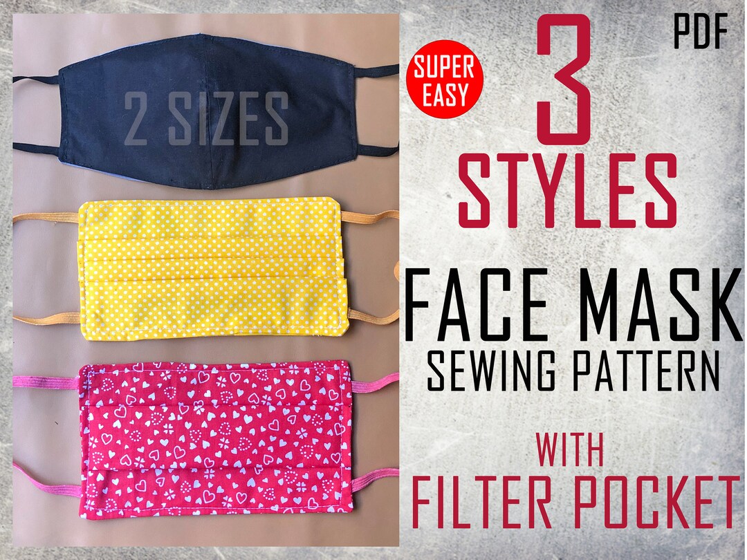 Face Mask Pattern, 3 Styles Pattern, 2 Sizes Pattern, Adult and Child ...