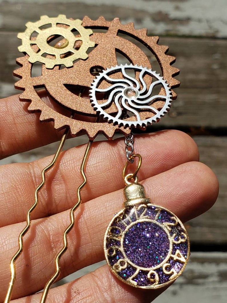 Steampunk Hair Pins With Dangling Clock Watch Charm - Etsy