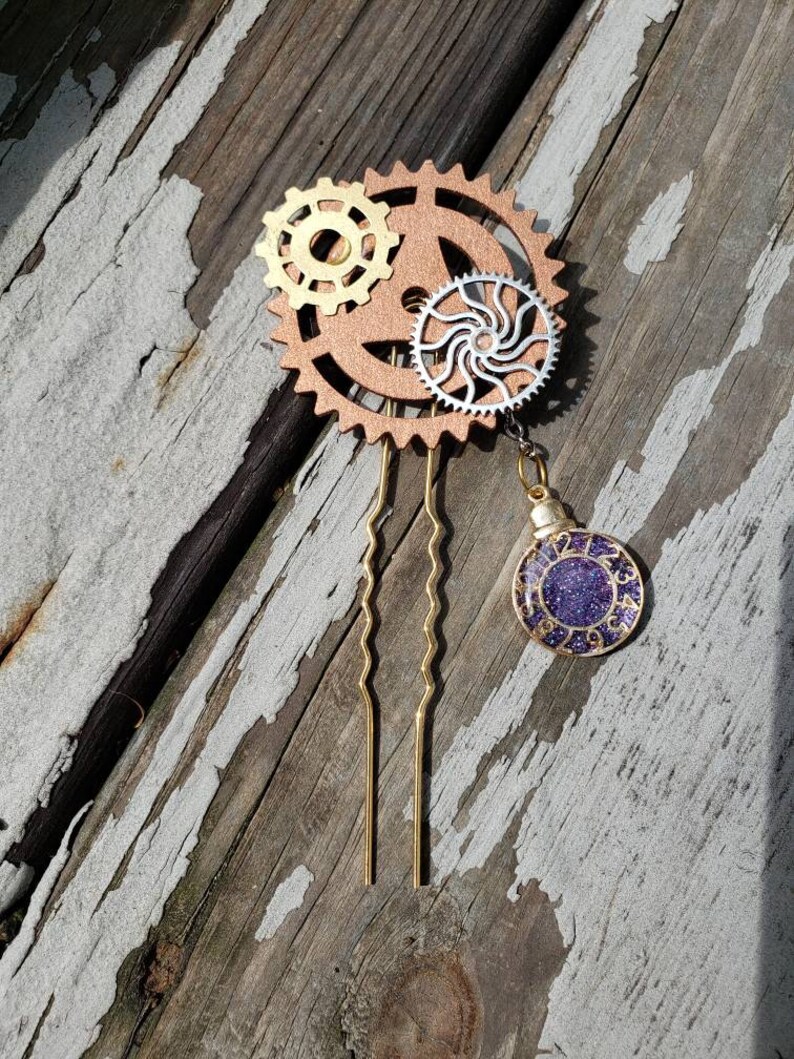Steampunk Hair Pins With Dangling Clock Watch Charm - Etsy