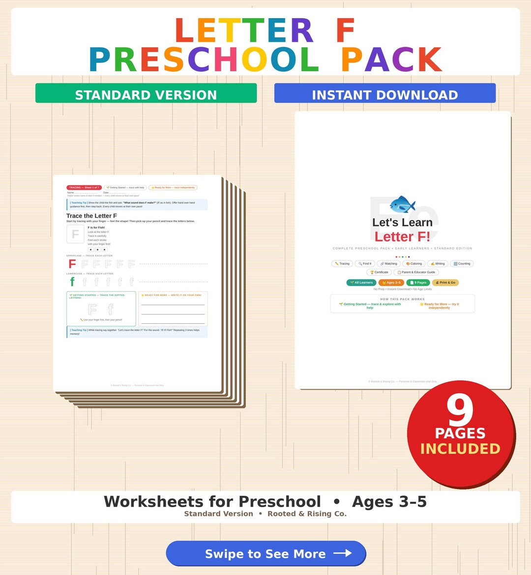 Letter F Worksheets Preschool, Alphabet Activity Pack, Ages 3-5 (PDF ...