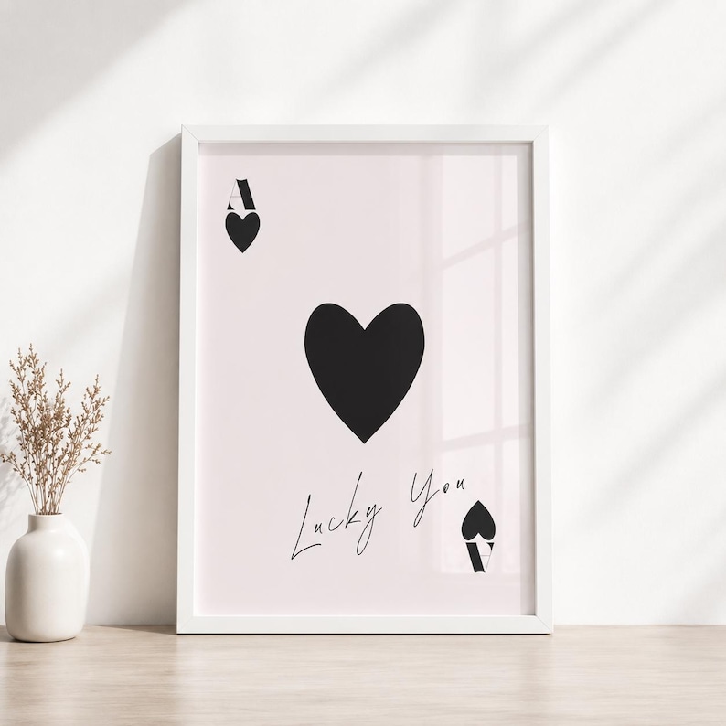 Lucky You Art, Heart Design – Mono Digital Print - Etsy UK