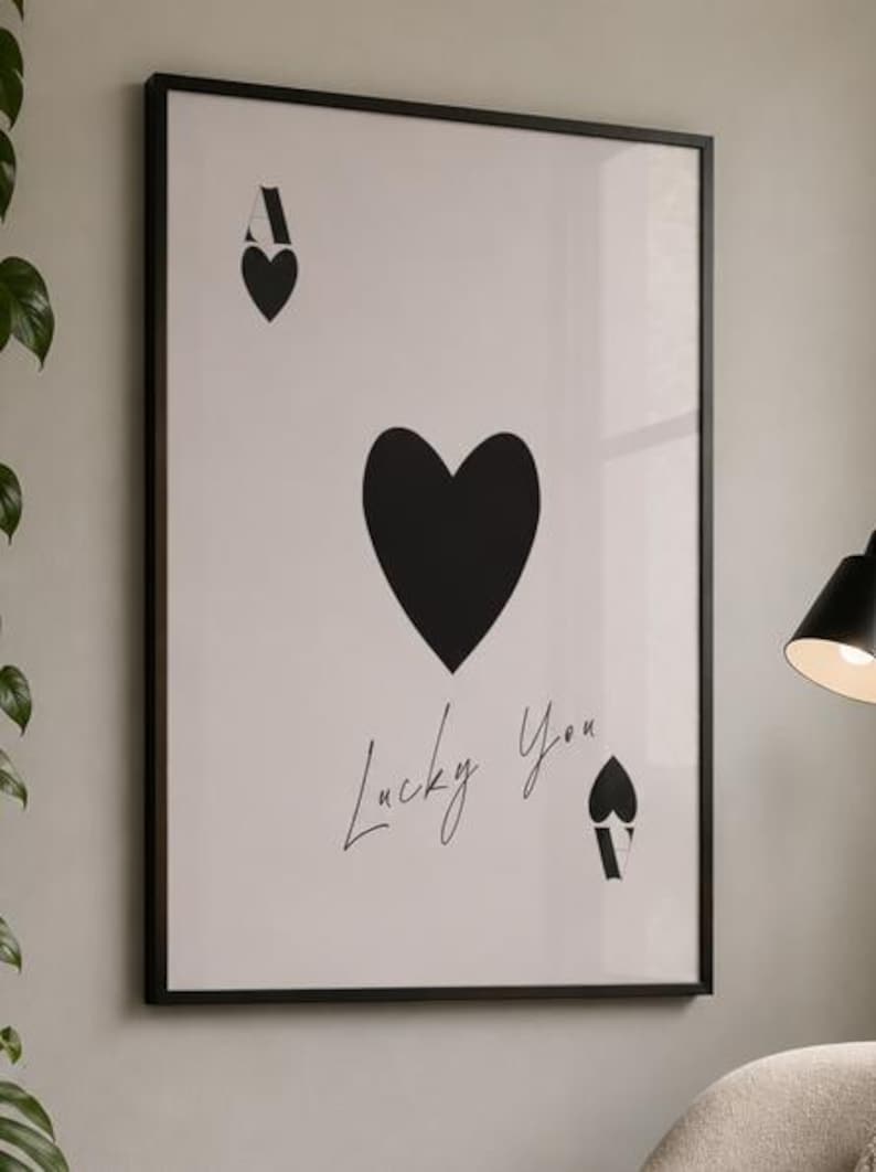 Lucky You Art, Heart Design – Mono Digital Print - Etsy UK