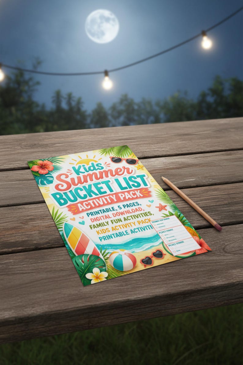 Kids Summer Bucket List Activity Pack Printable, 5 Pages, Digital ...