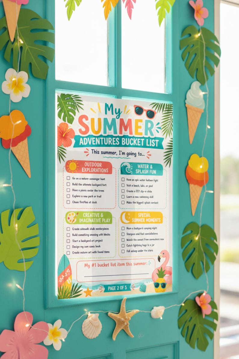 Kids Summer Bucket List Activity Pack Printable, 5 Pages, Digital ...