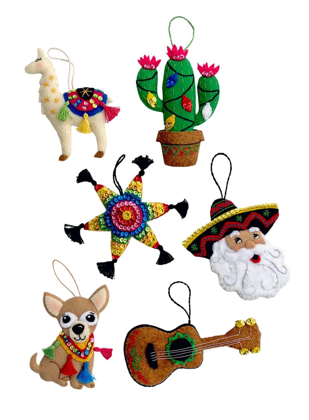Feliz Navidad Felt Ornament Set From Merrystockings - Etsy