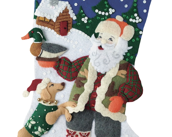 Outdoorsman Santa Felt Stocking Kit From Merrystockings - Etsy