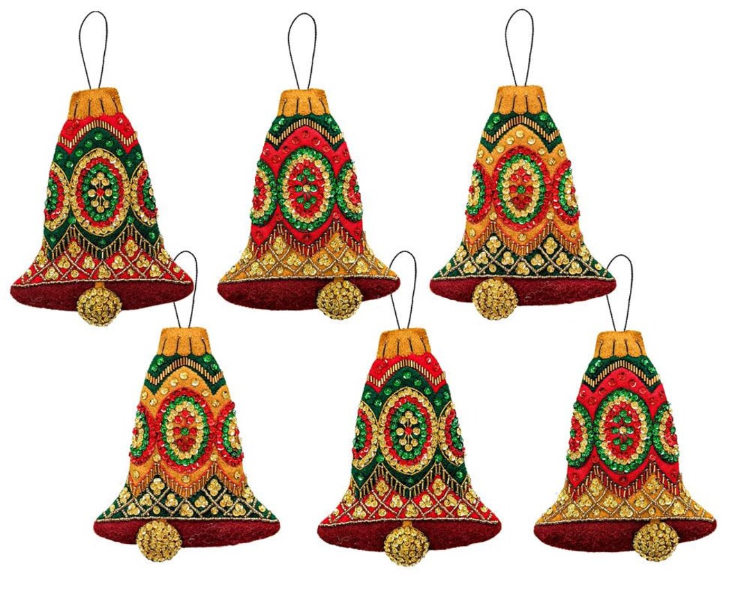 Christmas Bells Felt Ornament Set From Merrystockings (set of 6) - Etsy