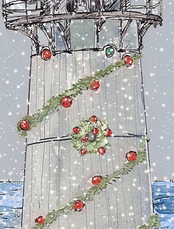 Christmas Lighthouse- Landscape Painting of Beautiful New England ...