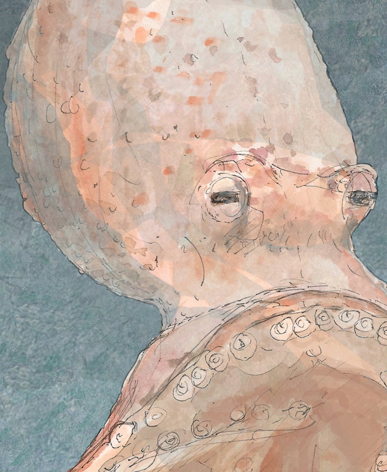 Cute Octopus Fine Art Watercolor Painting Wall Art Decor Room | Etsy