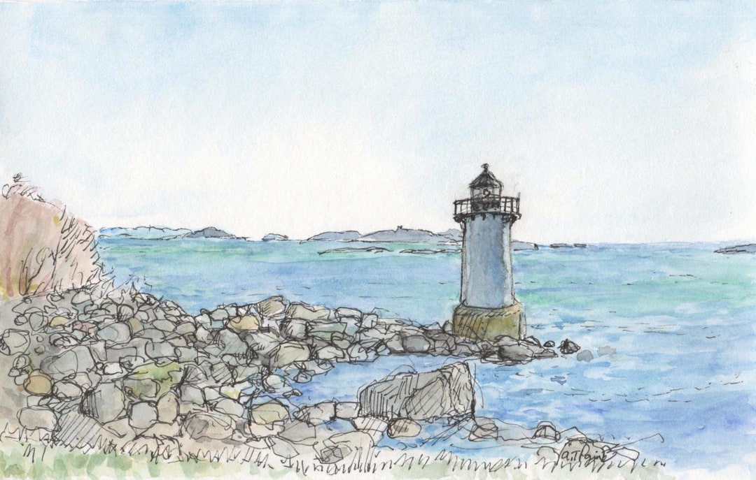Original One of a Kind Painting of Salem Lighthouse Near Boston ...