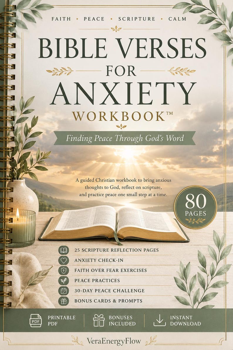 Bible Verses for Anxiety Workbook, Christian Anxiety Journal, Faith ...