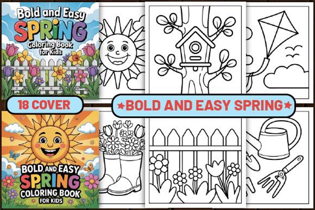 87 Bold Spring Coloring Pages for Kids, Large Print Activity Sheets ...