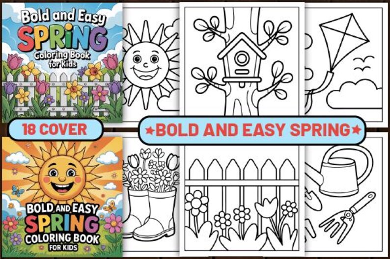 87 Bold Spring Coloring Pages for Kids, Large Print Activity Sheets ...